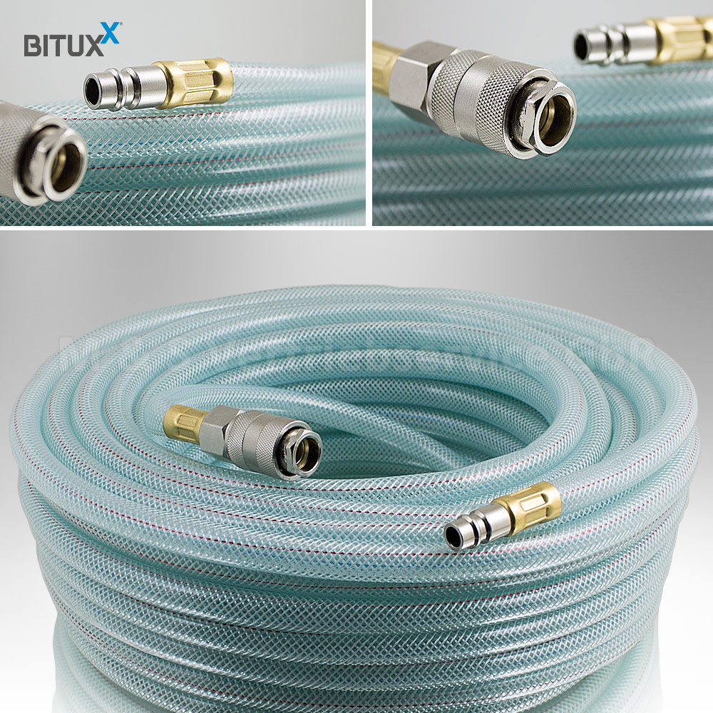BITUXX 30m PVC Druckluftschlauch 1/4" mit DN 7,2 Schnellkupplungen ...